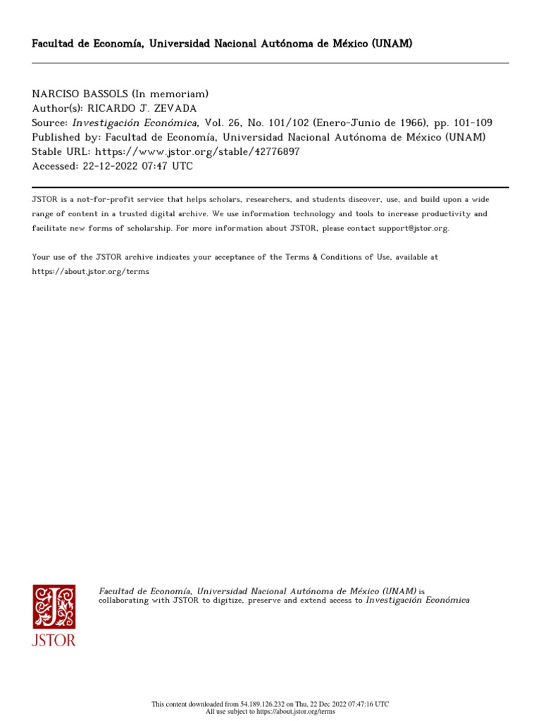 Narciso Bassols in Memorian - Ricardo J Zevada - 1966 | PDF | Ciencias ...