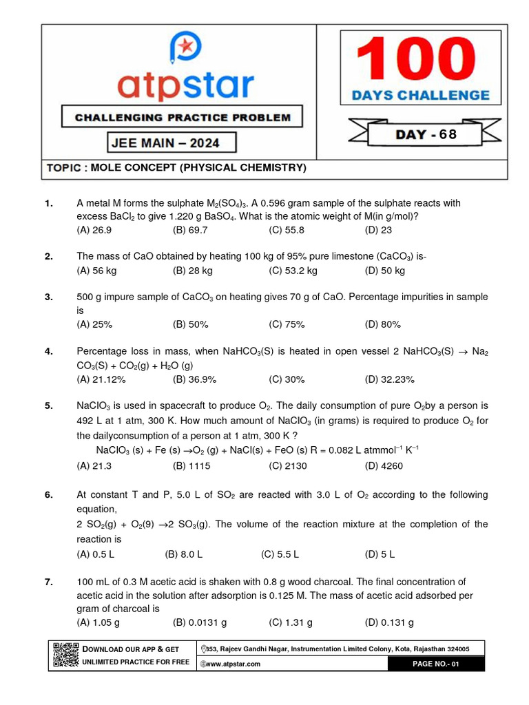Chemistry 100 Days Challenge CPP | PDF | Energy Level | Electronvolt