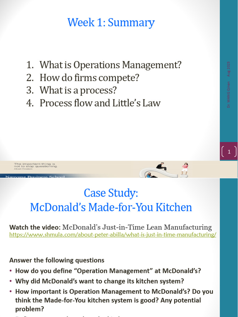 Week 1 - Summary | PDF | Lean Manufacturing | Operations Management