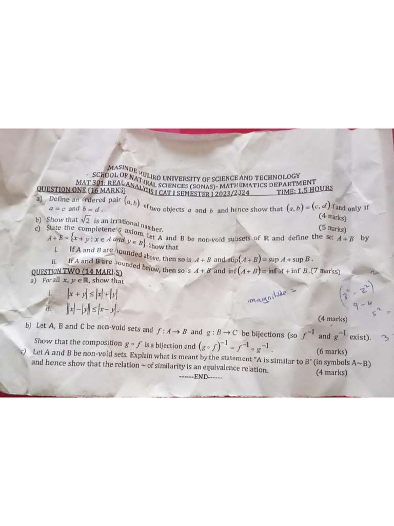 Real Analysis Maths 301 2023 Pdf
