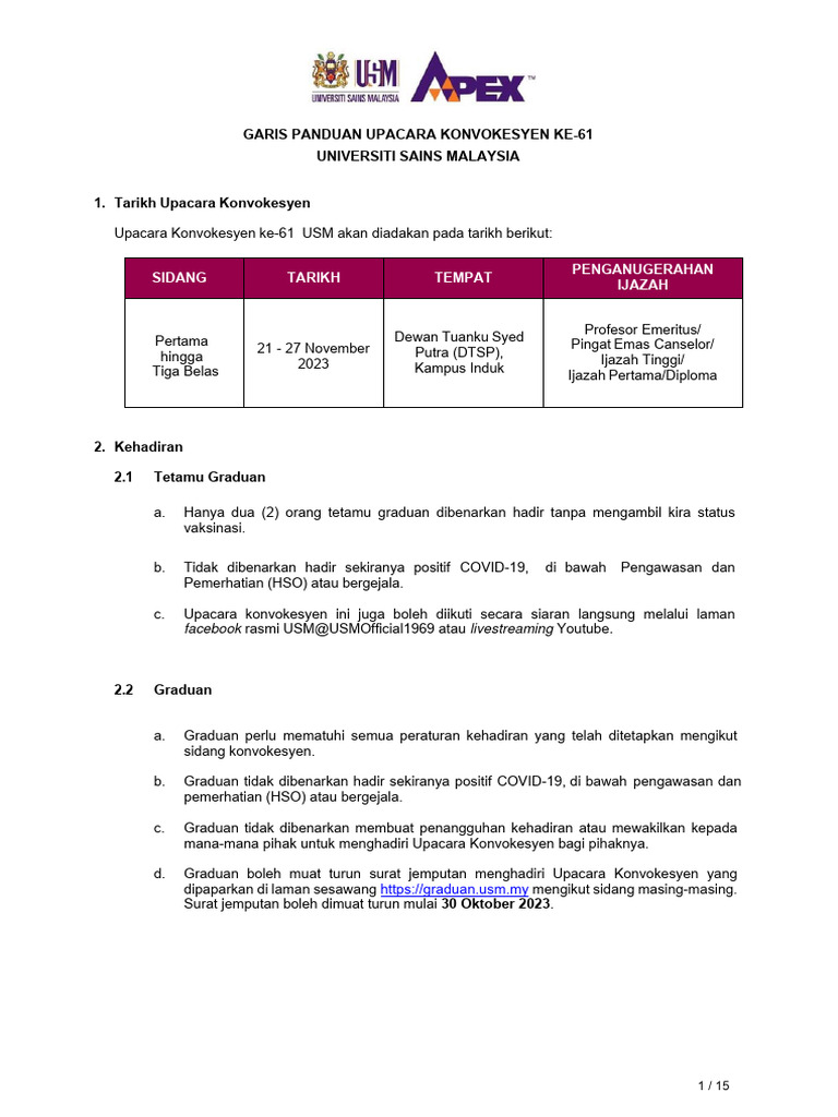 Garis Panduan Graduan Konvo61 BM v2 | PDF