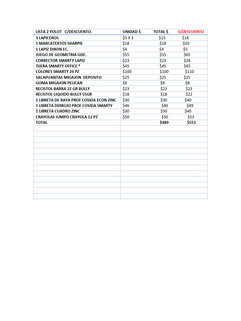 Lista 2 Yolot C | PDF