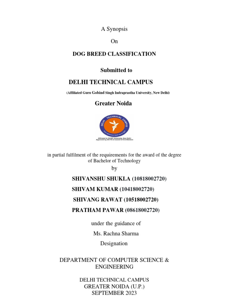 Minor Project Synopsis - Dog Breed Identification (1) - Removed | PDF ...