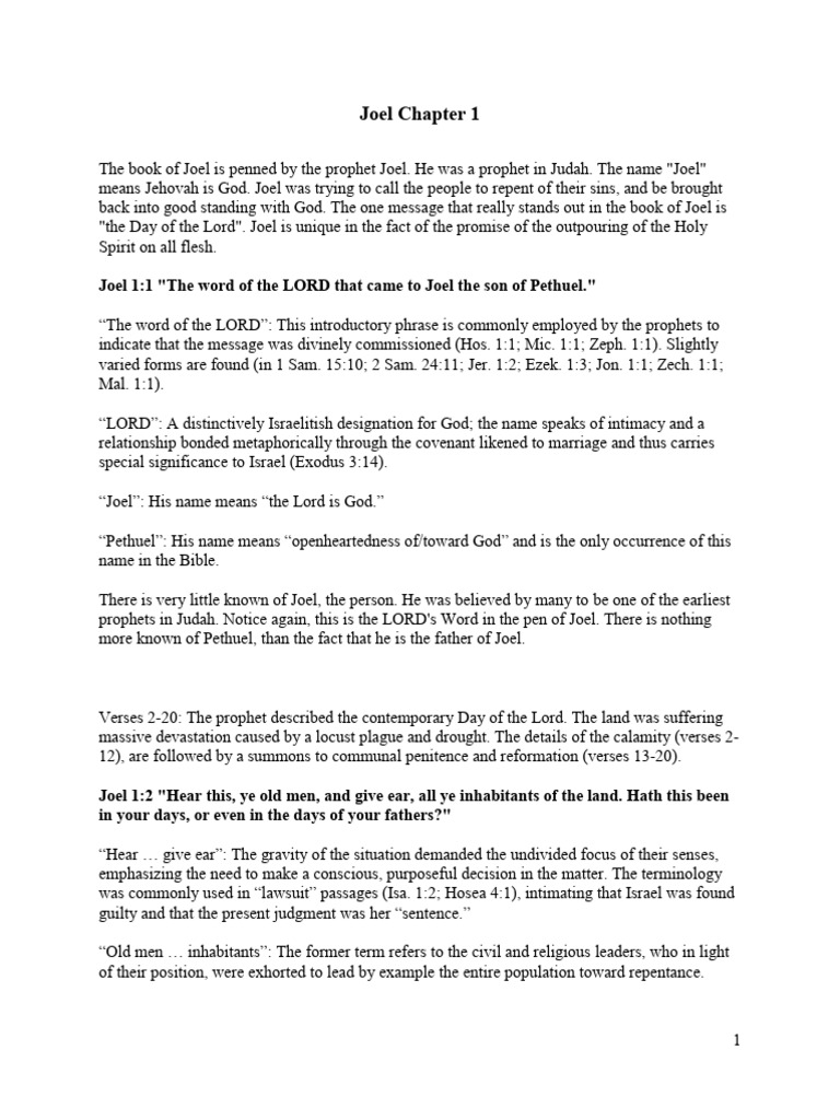 Joel Chapter 1 | PDF | Prophet | Wine