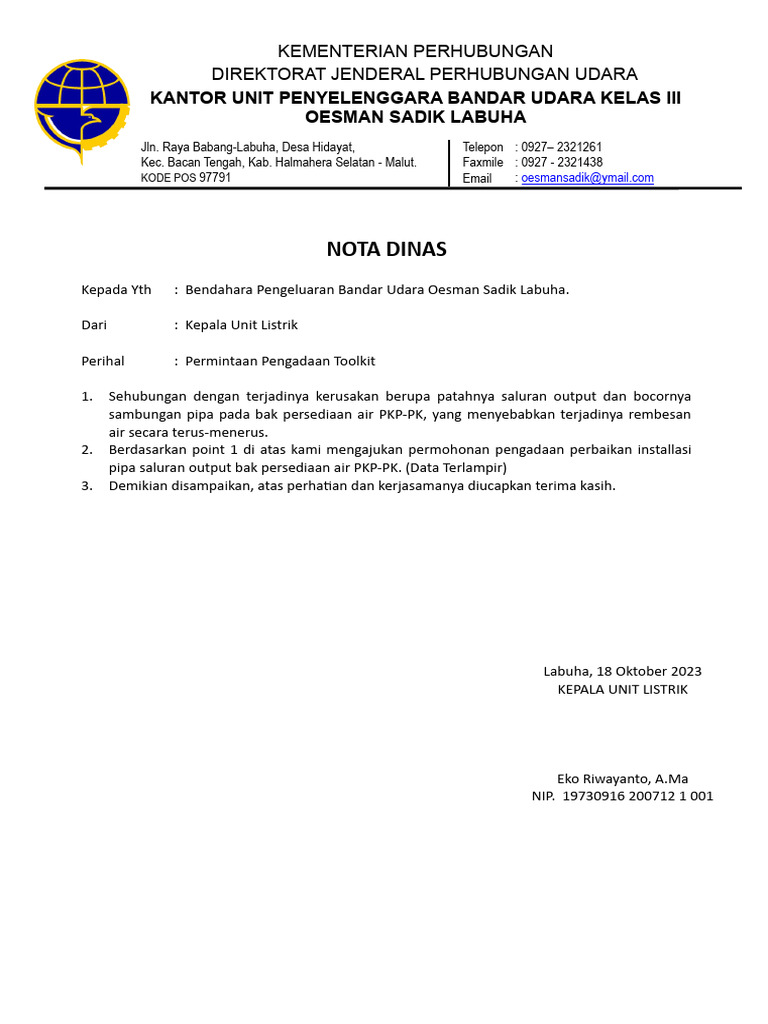 Permintaan Perbaikan Pipa Bak PKP-PK | PDF