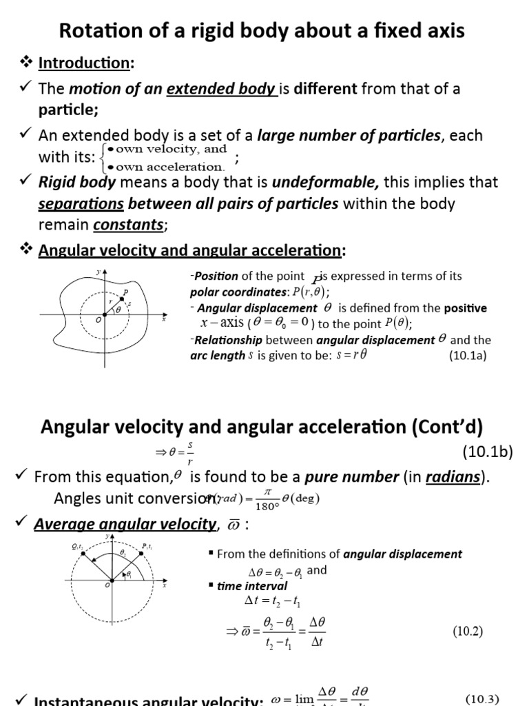 Lecture 5 - 2 - PHYE I - Rotation of A Rigid Body About A Fixed Axis - 08102017 | PDF | Rotation ...