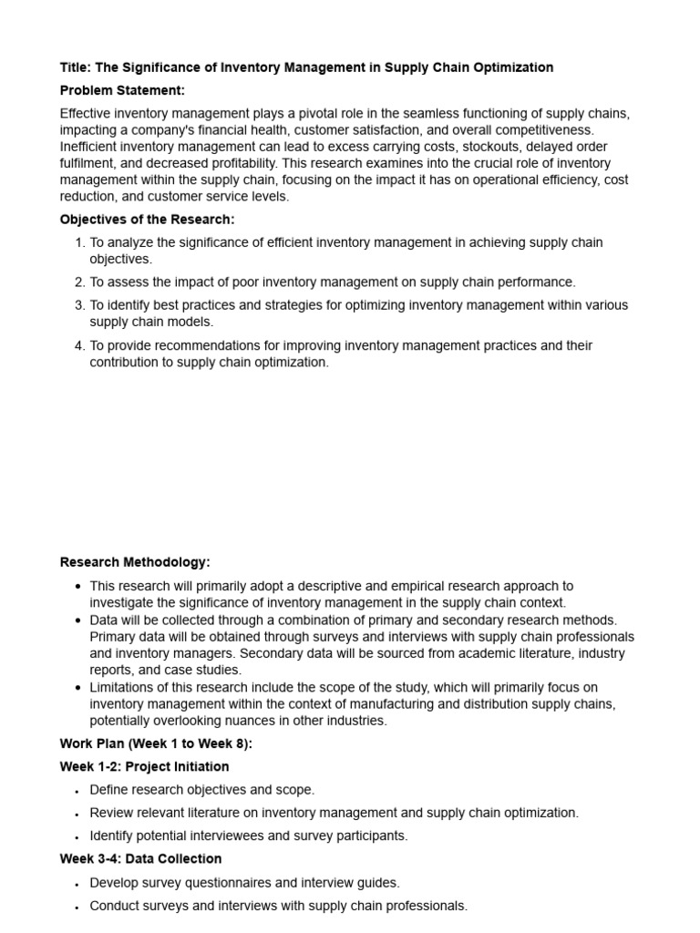 Title: The Significance of Inventory Management in Supply Chain ...