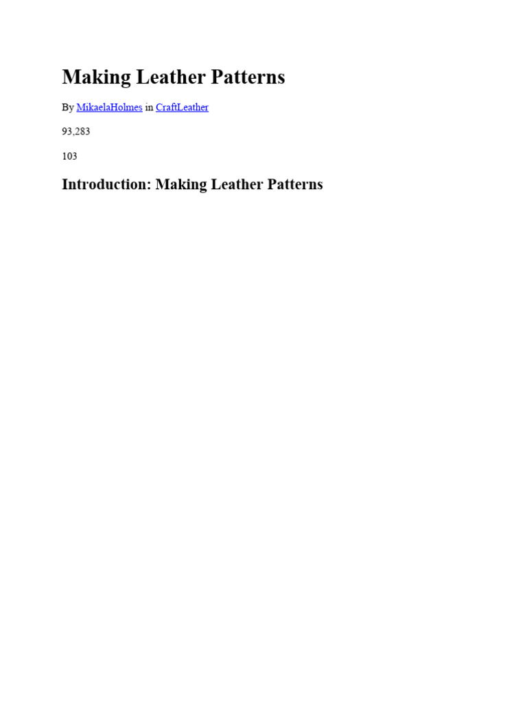 Introduction: Making Leather Patterns | PDF | Length | Sewing