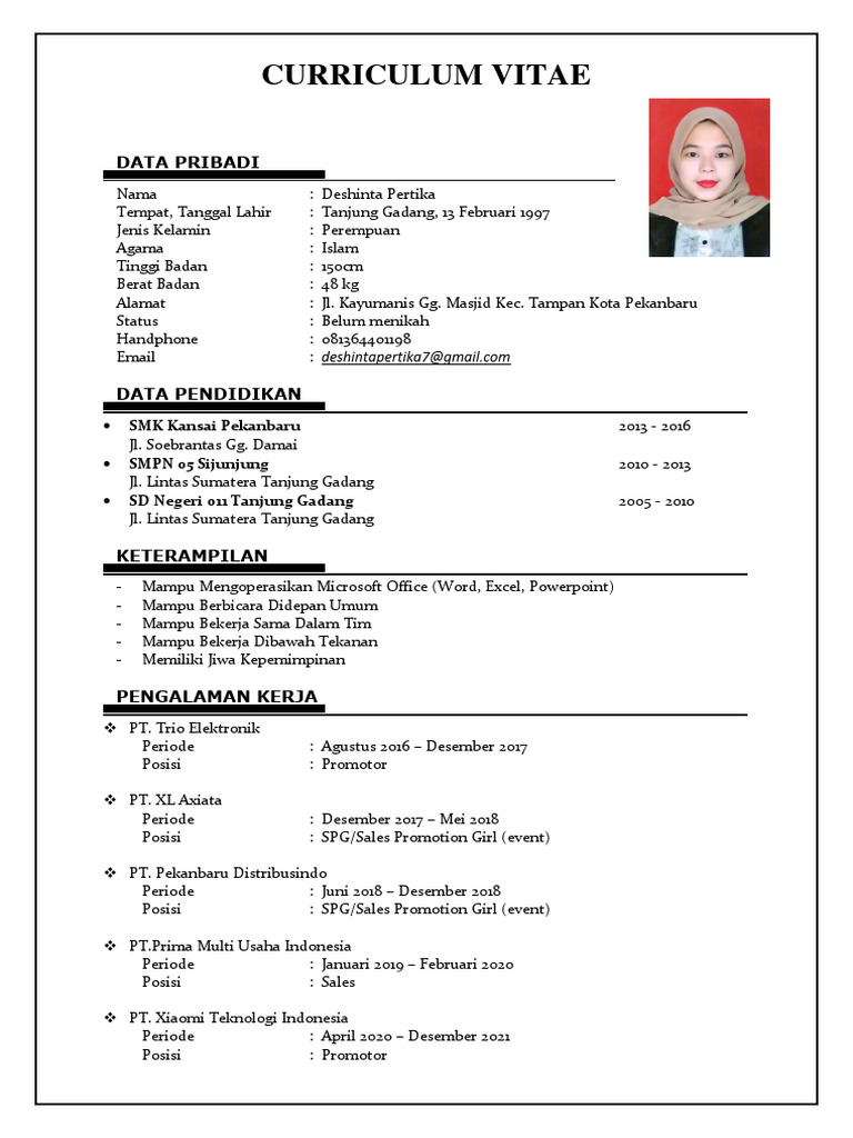 Curriculum Vitae (CV) Shinta | PDF
