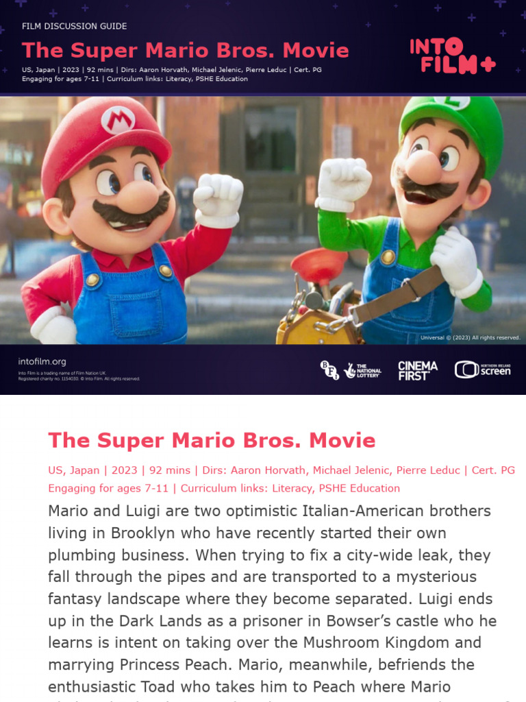 Film Guide The Super Mario Bros Movie | PDF | Mario | Nintendo Franchises