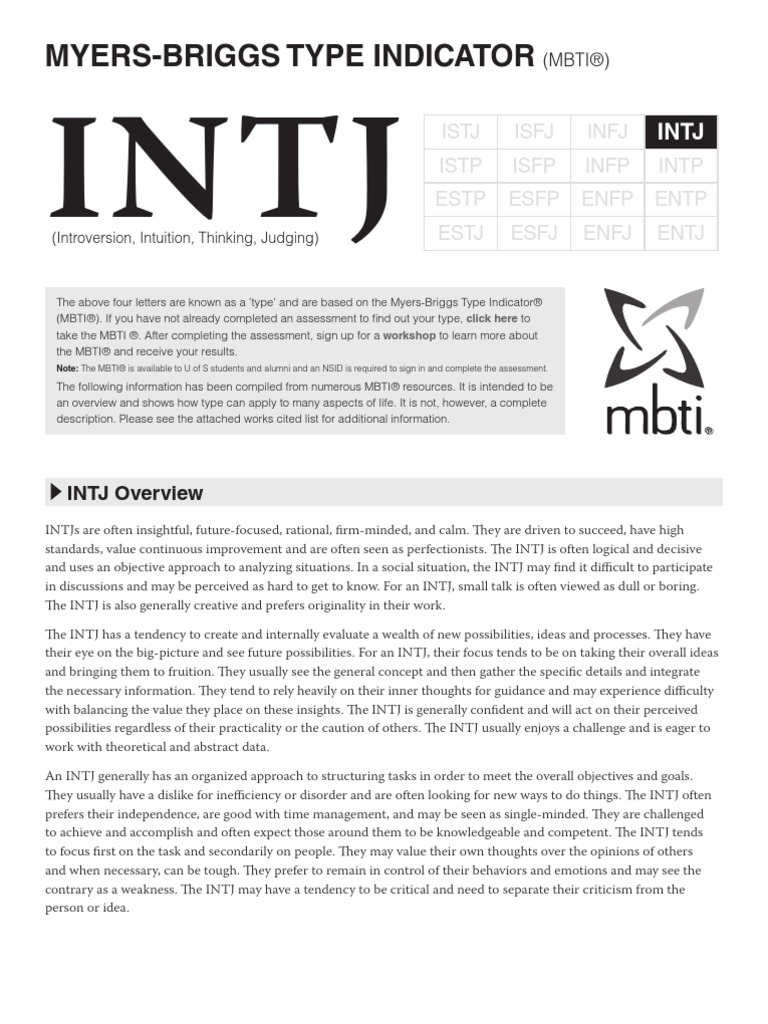 INTJ | PDF | Creativity | Goal