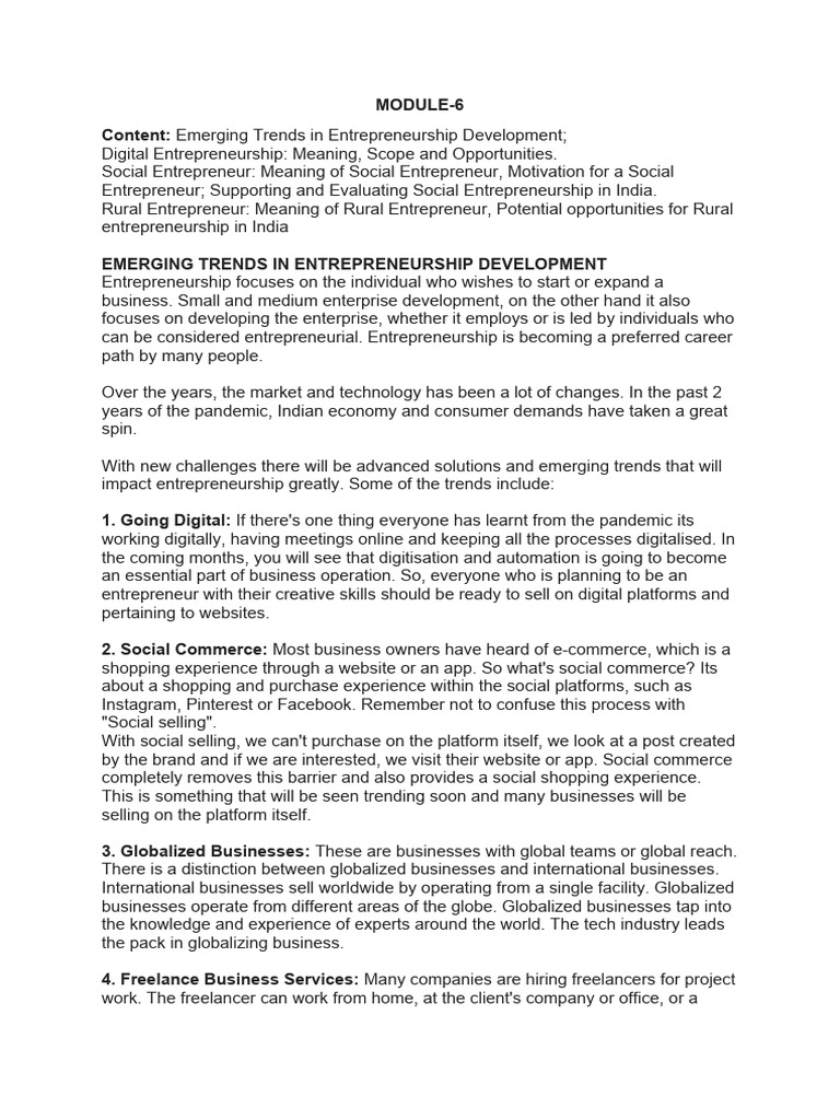 Module 6 Notes | PDF | Entrepreneurship | Social Entrepreneurship