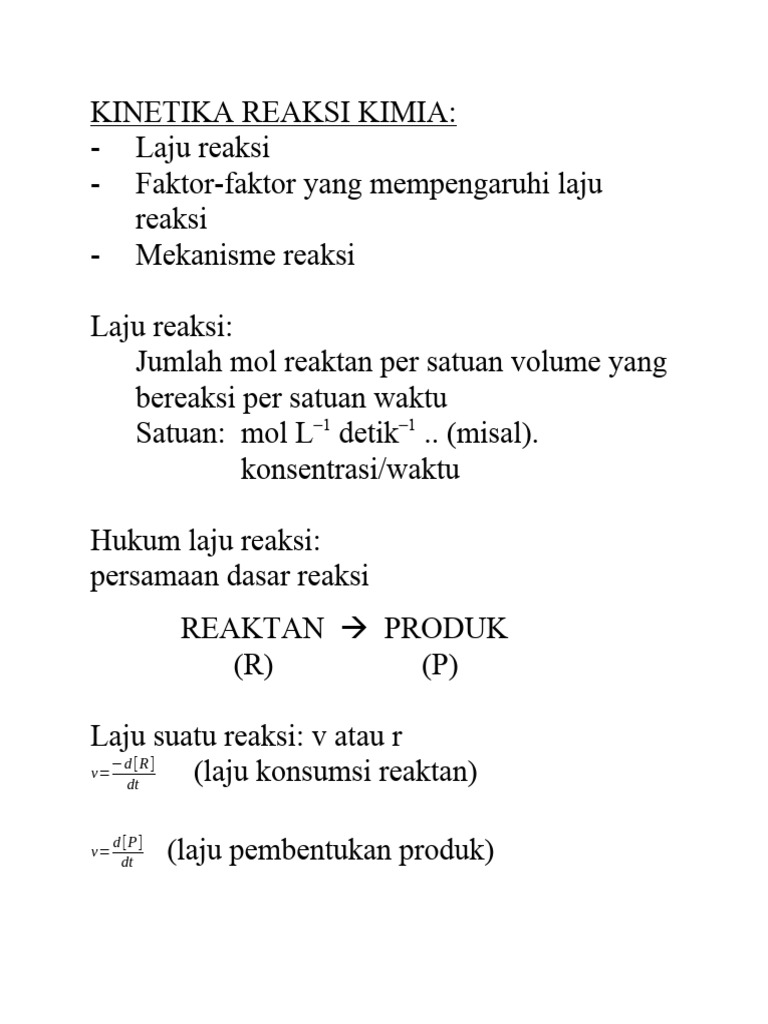 Kinetika dan Laju Reaksi Kimia | PDF | Sains & Matematika | Teknologi & Rekayasa