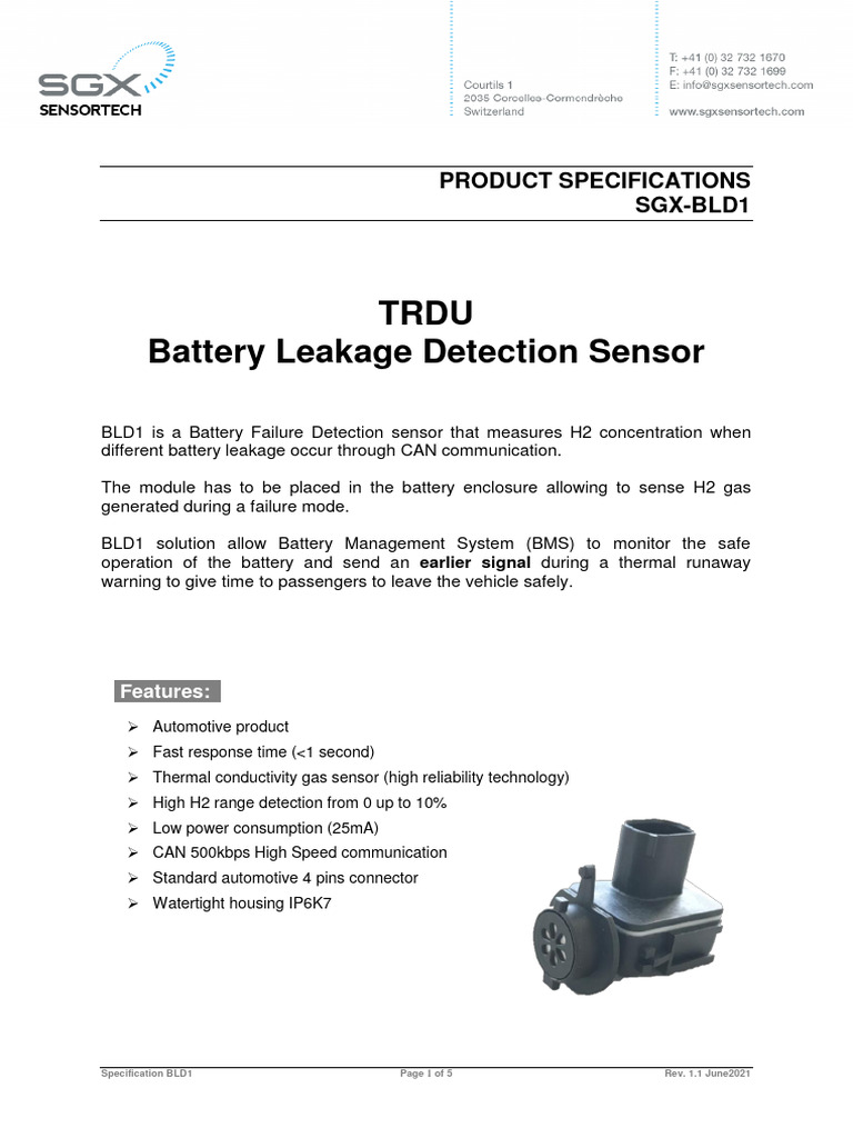 Datasheet SGX BLD1 - Rev1.1 | PDF | Physical Sciences | Electrical Engineering