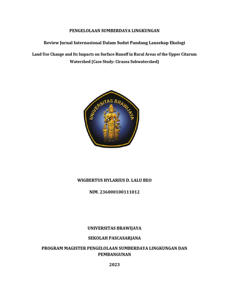 Review Jurnal Landuse Change and Its Impact On Surface Runoff at Das ...