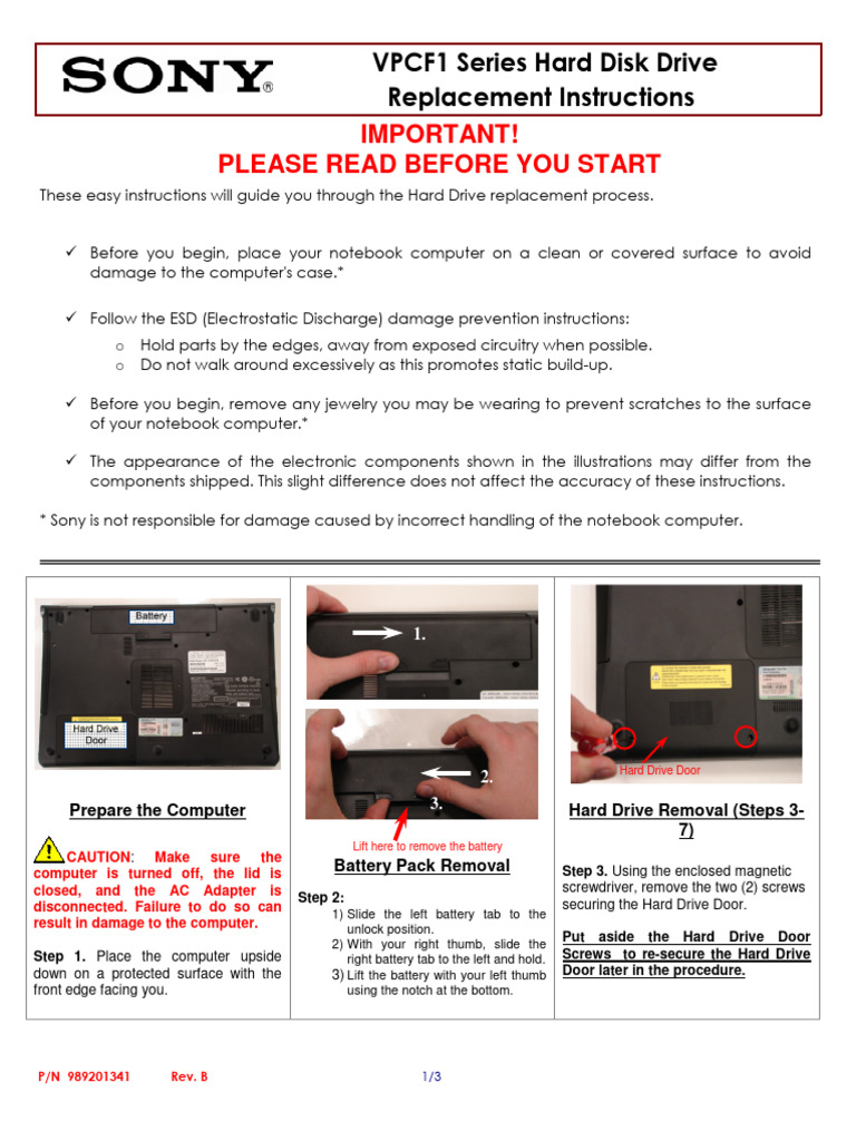 Vaio Manual | PDF | Hard Disk Drive | Electrostatic Discharge