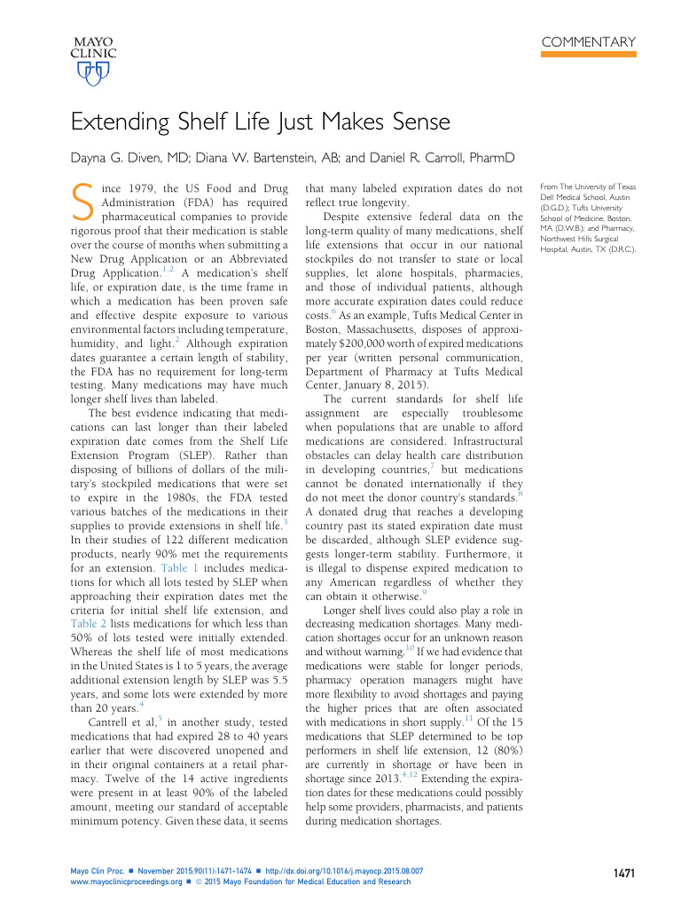 Extending Medication Shelf Life | PDF | Shelf Life | Injection (Medicine)