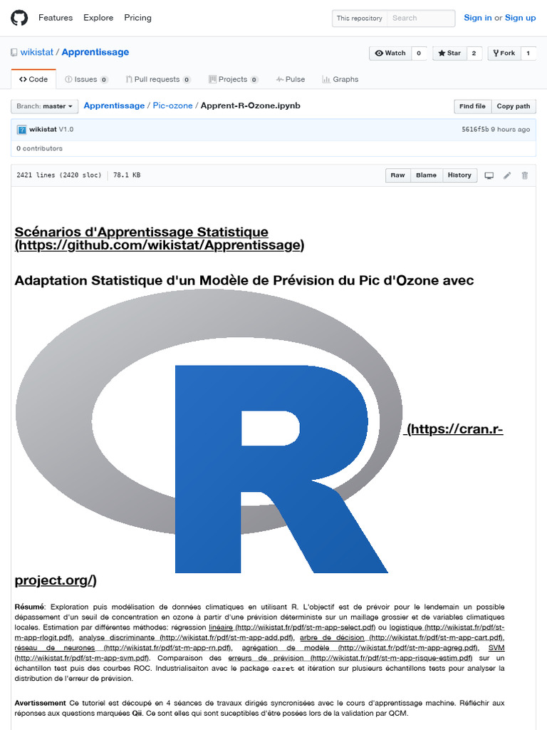 ApprentissageApprent-R-Ozone - Ipynb at Master Wikistatapprentissage GitHub | PDF ...