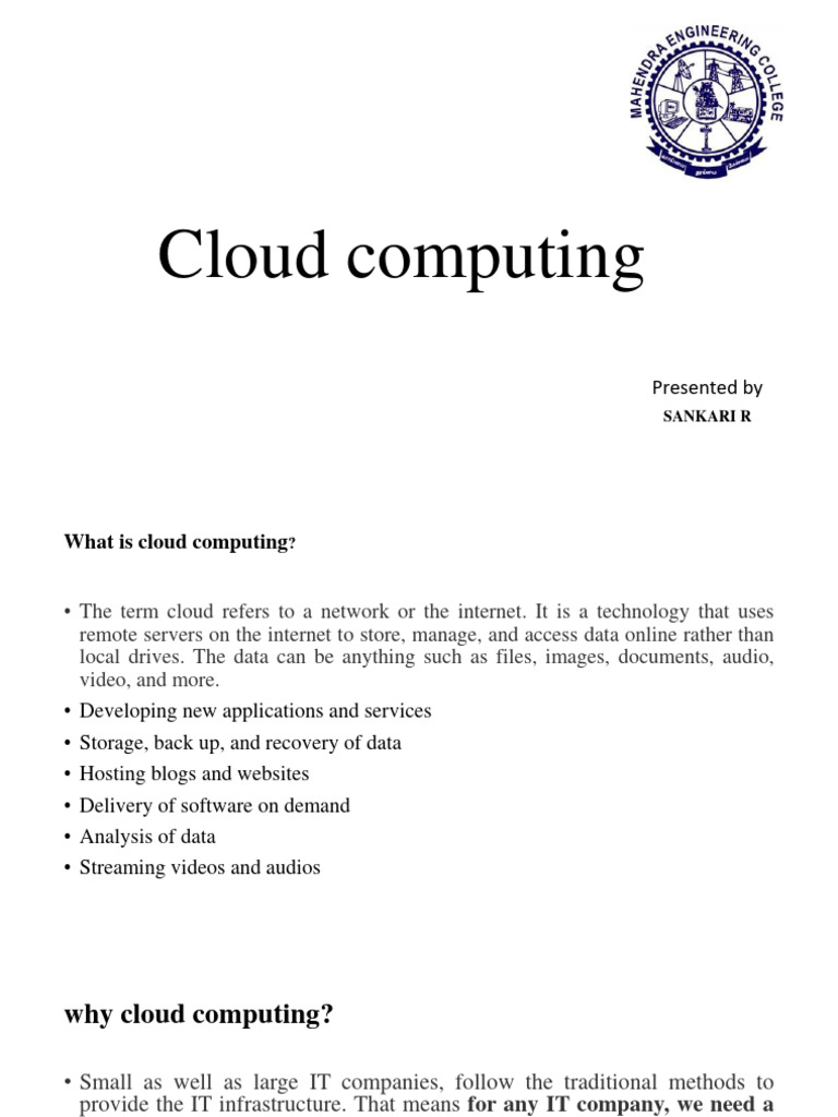 Presentation Cloud Computing | PDF | Cloud Computing | Computing