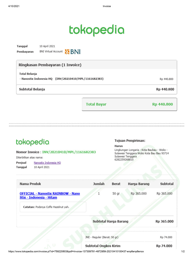 Invoice Nano STIX Black Hazelnut | PDF