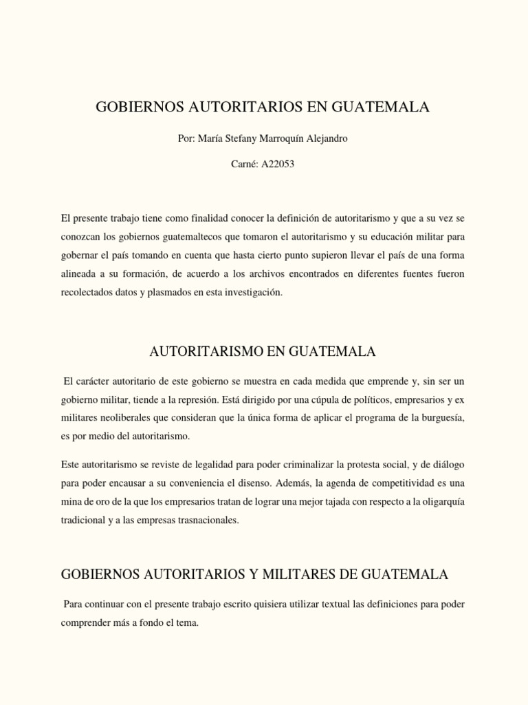 Gobiernos Autoritarios en Guatemala | PDF | Guatemala | Autoritarismo