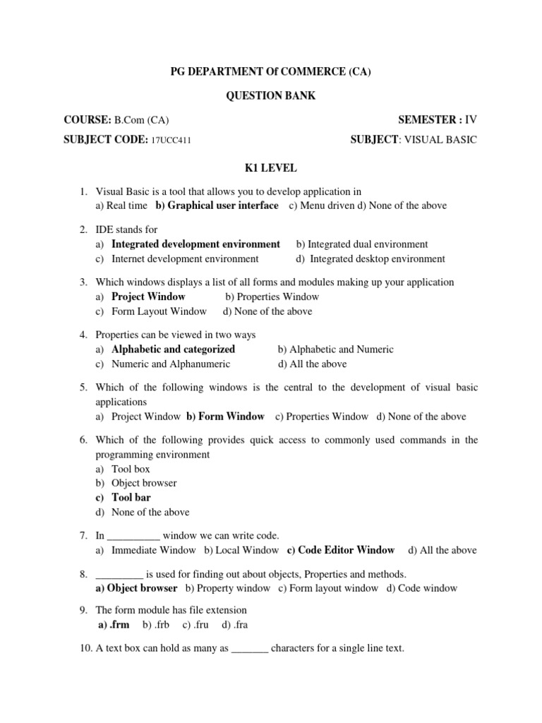 CA Even 17UCC411-VISUAL-BASIC | PDF | Data Type | Variable (Computer Science)
