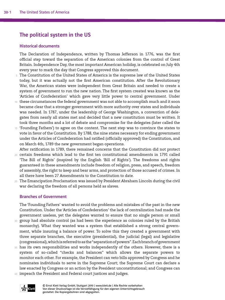The Political System in The US: Historical Documents | PDF | United ...