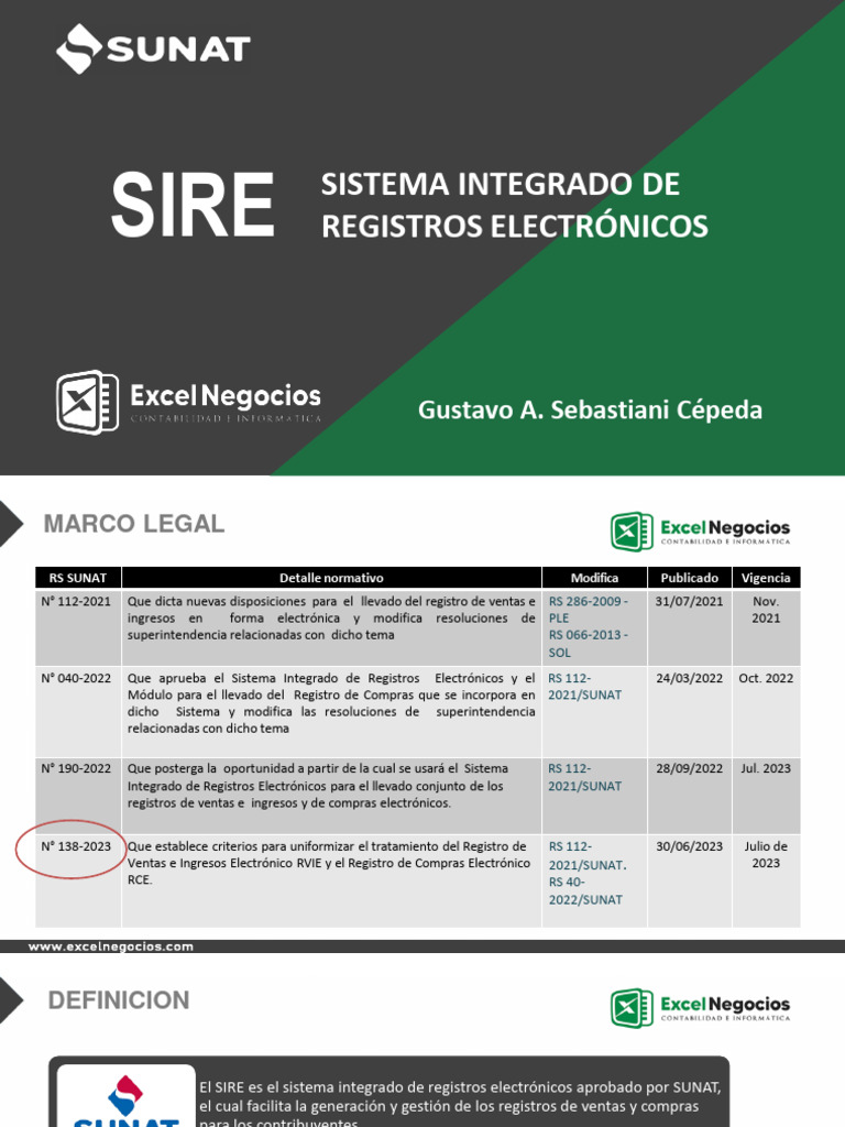 Diapositivas - Curso SIRE SUNAT | PDF