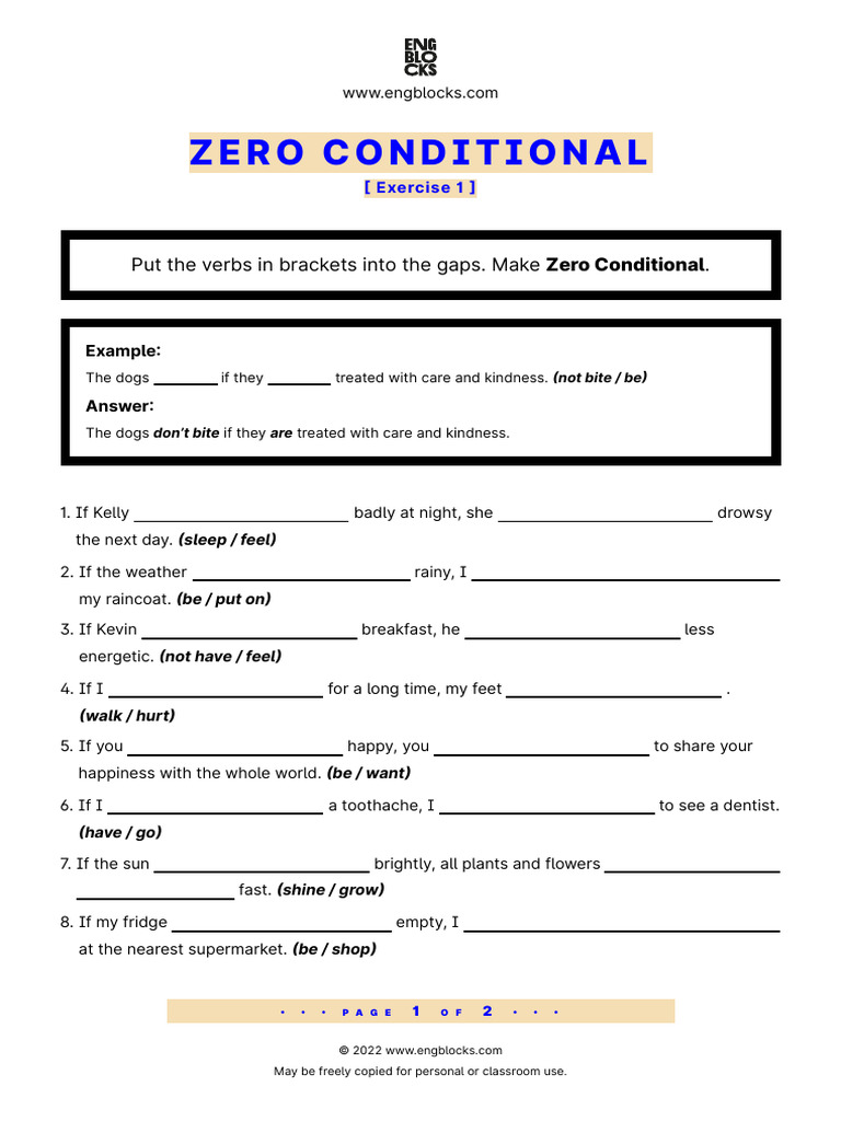 Zero Conditional Exercise 1 Pdf 4545
