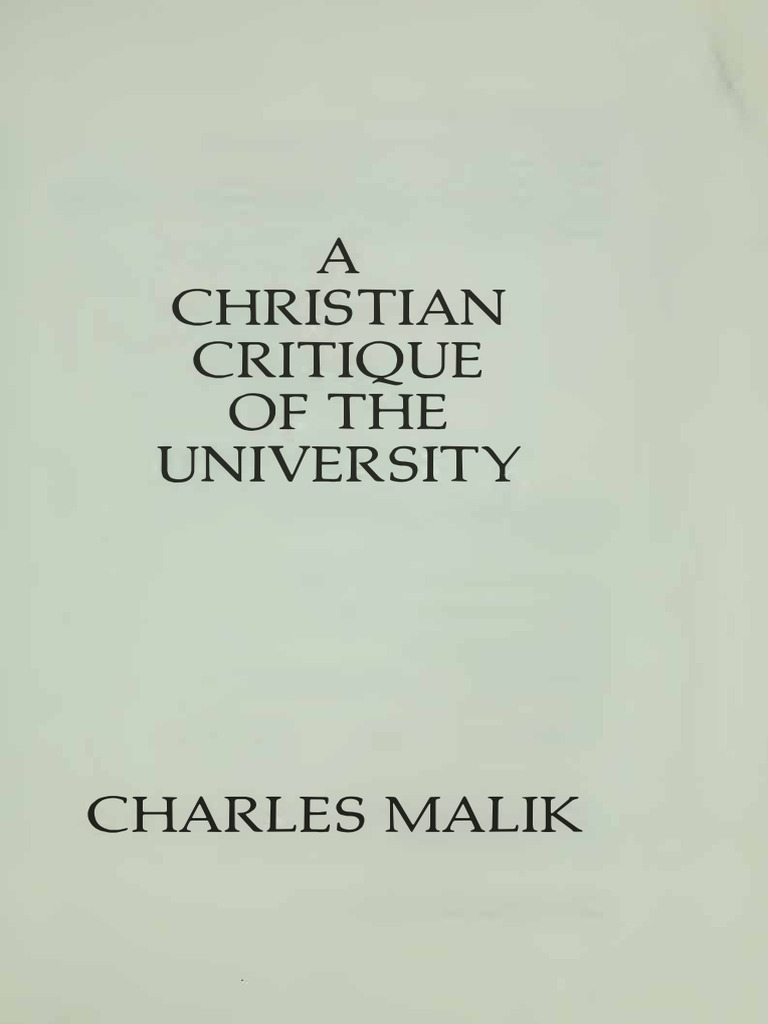 Charles Malik - Christian Critique of University-North Waterloo ...