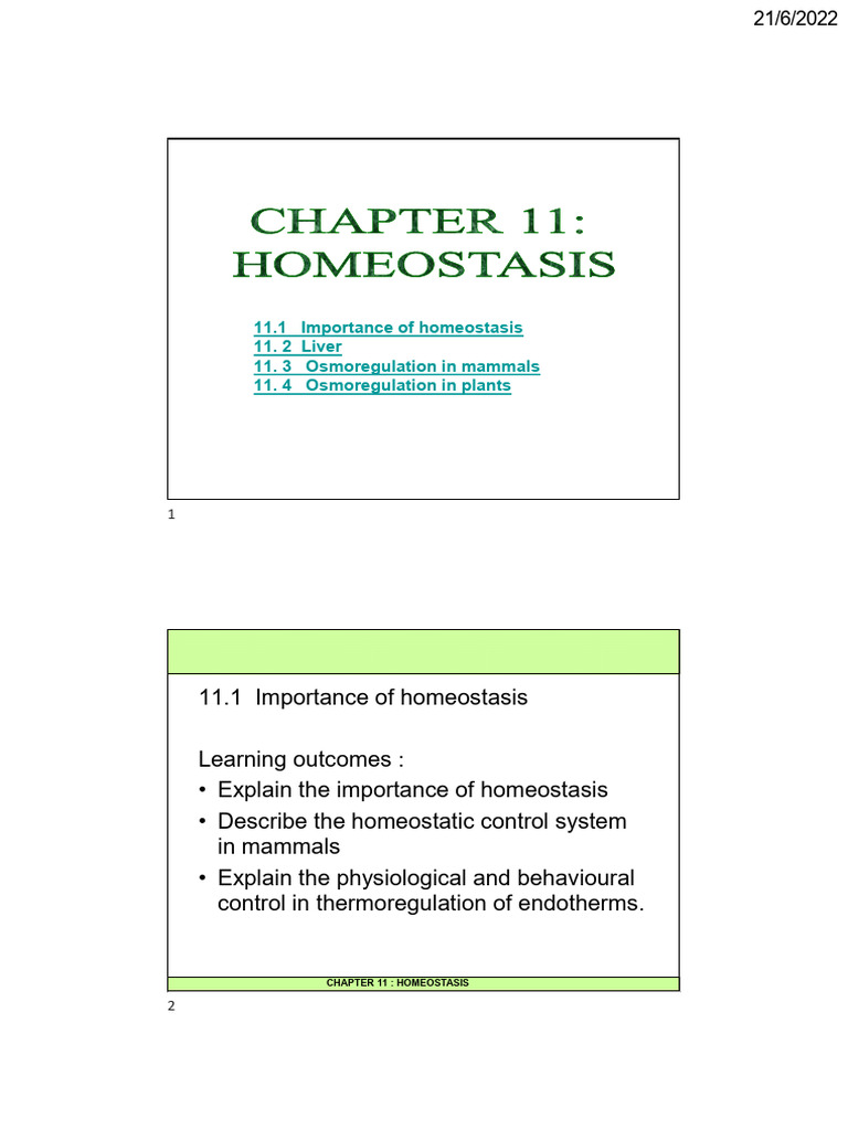 Homeostasis Part 1 | PDF | Thermoregulation | Liver