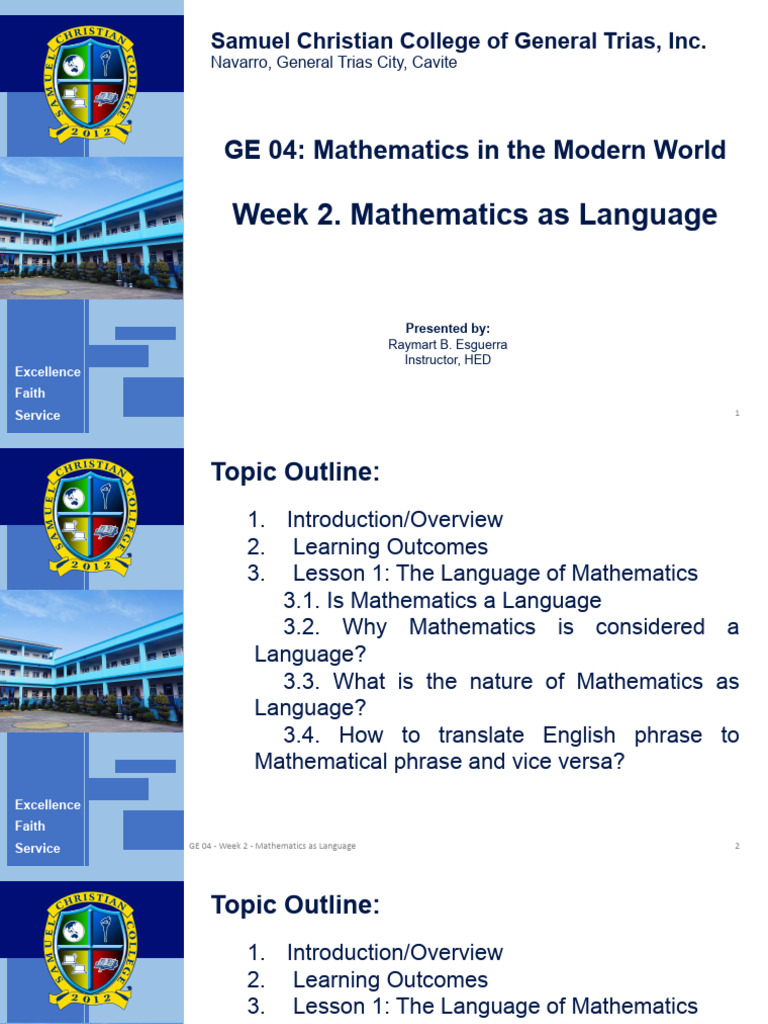 Topic 2 - Mathematics As A Language | PDF | Function (Mathematics ...