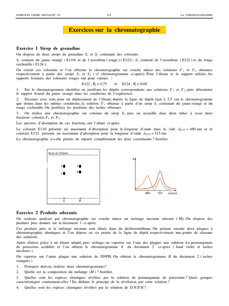 Exercices Chromato | PDF | Chromatographie | Chromatographie sur couche mince