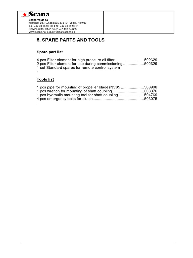 18-Spare Parts and Tools | PDF | Gear | Valve