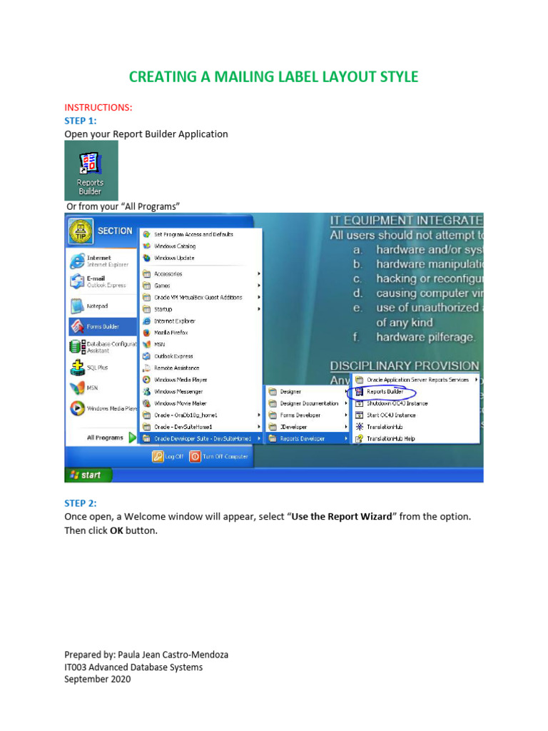 Module 5 Creating A Mailing Label Report Layout Style | PDF | Databases ...