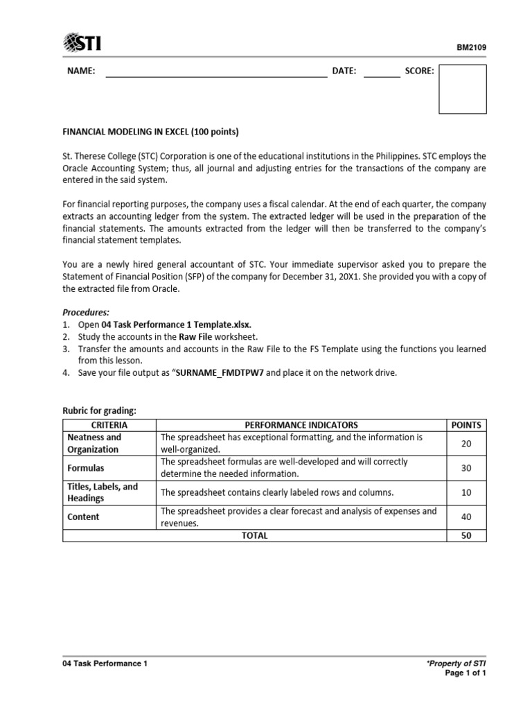 04 Task Performance 1 | PDF | Spreadsheet | Microsoft Excel