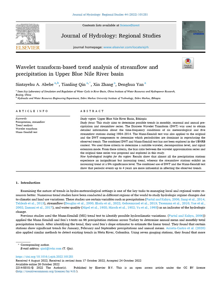 Wavelet Transform-Based Trend Analysis of Streamflow and | PDF | Wavelet | Time Series