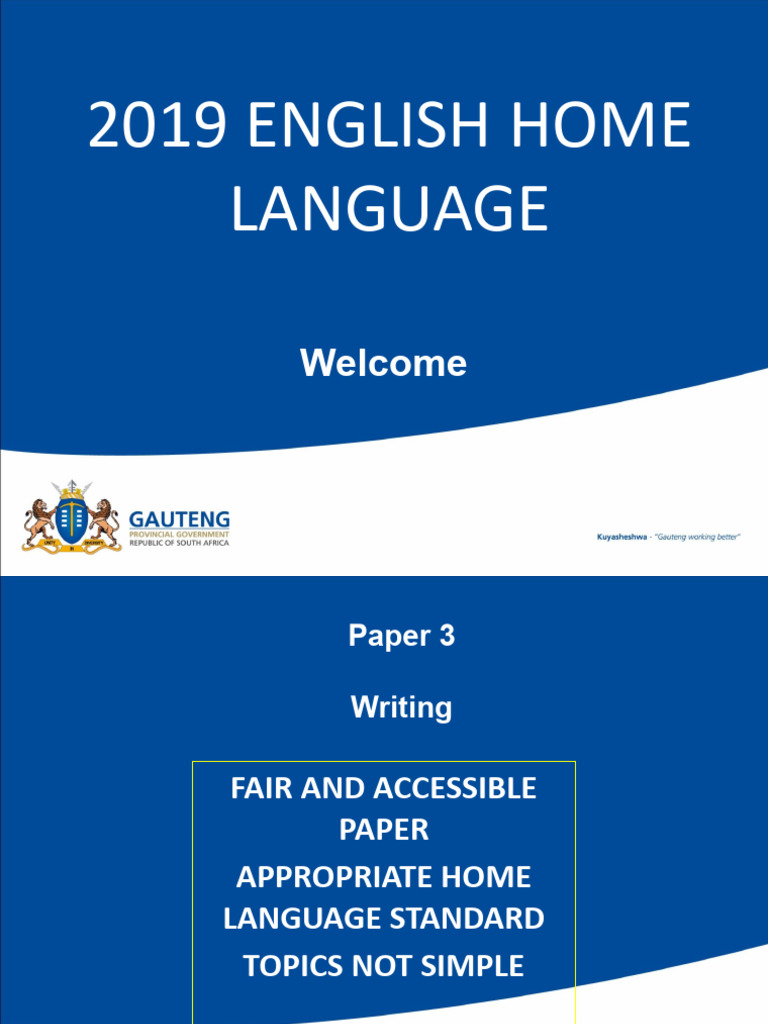 Grade 12 English Home Language (P3) Step by Step IIn Answering Question Papers 2019 | PDF ...