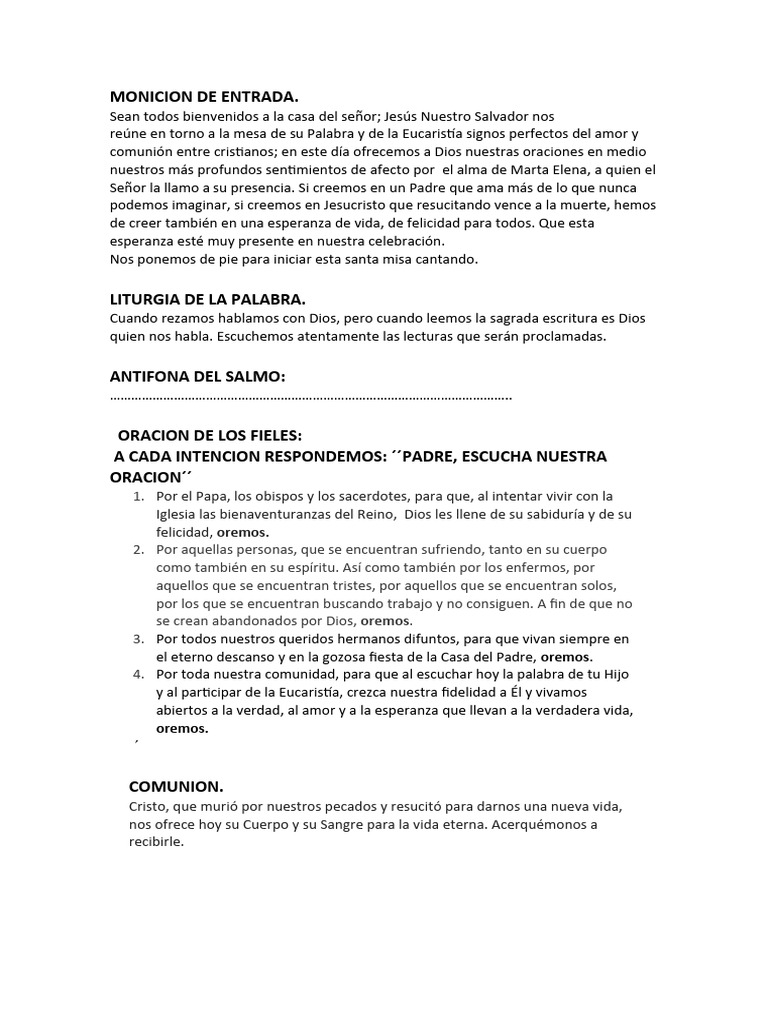 Monicion Misa Difunto | PDF