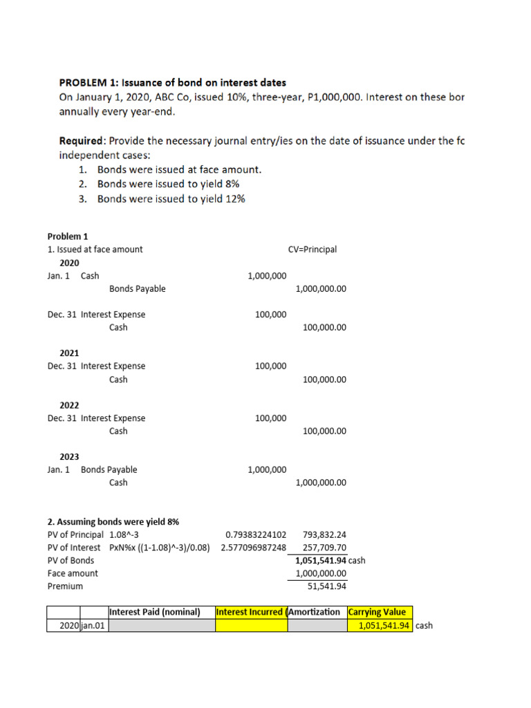 Bonds Payable Discussion Pdf Book Value Expense