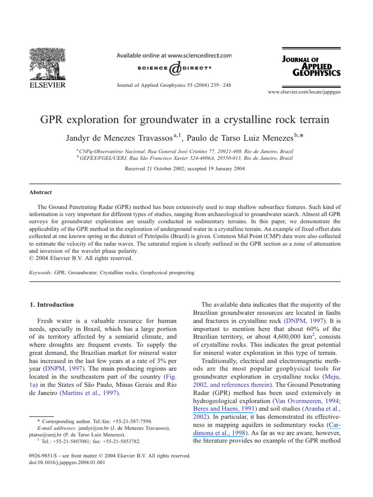GPR Exploration For Groundwater in A Cry | PDF | Waves | Antenna (Radio)