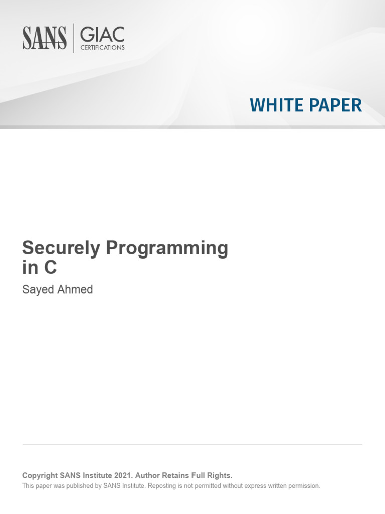 White Paper: Securely Programming Inc | PDF | Pointer (Computer Programming) | Variable ...