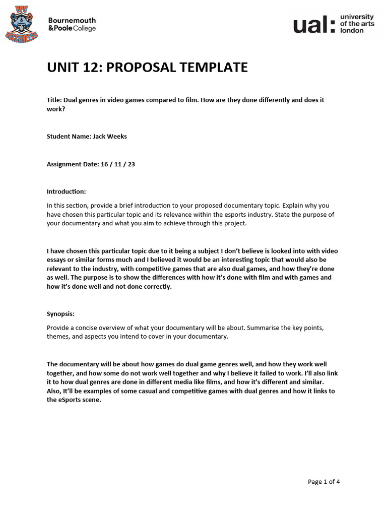 Unit 12 Yr2 Proposal - Jack Weeks | PDF | Documentary Film | Methodology
