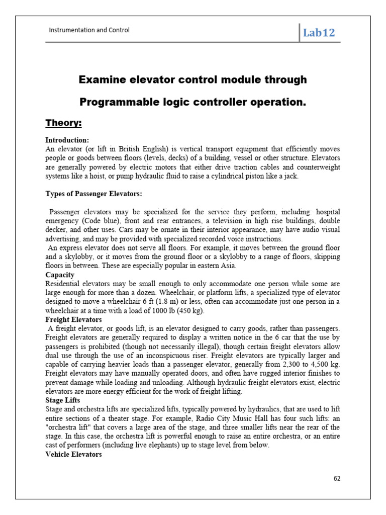 Lab 12 | PDF | Elevator | Transport