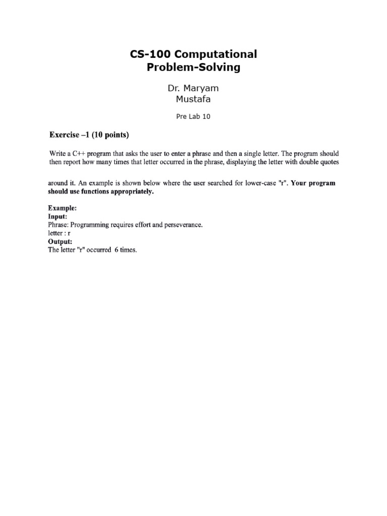 CS100 Lab 10 Pre Lab | PDF