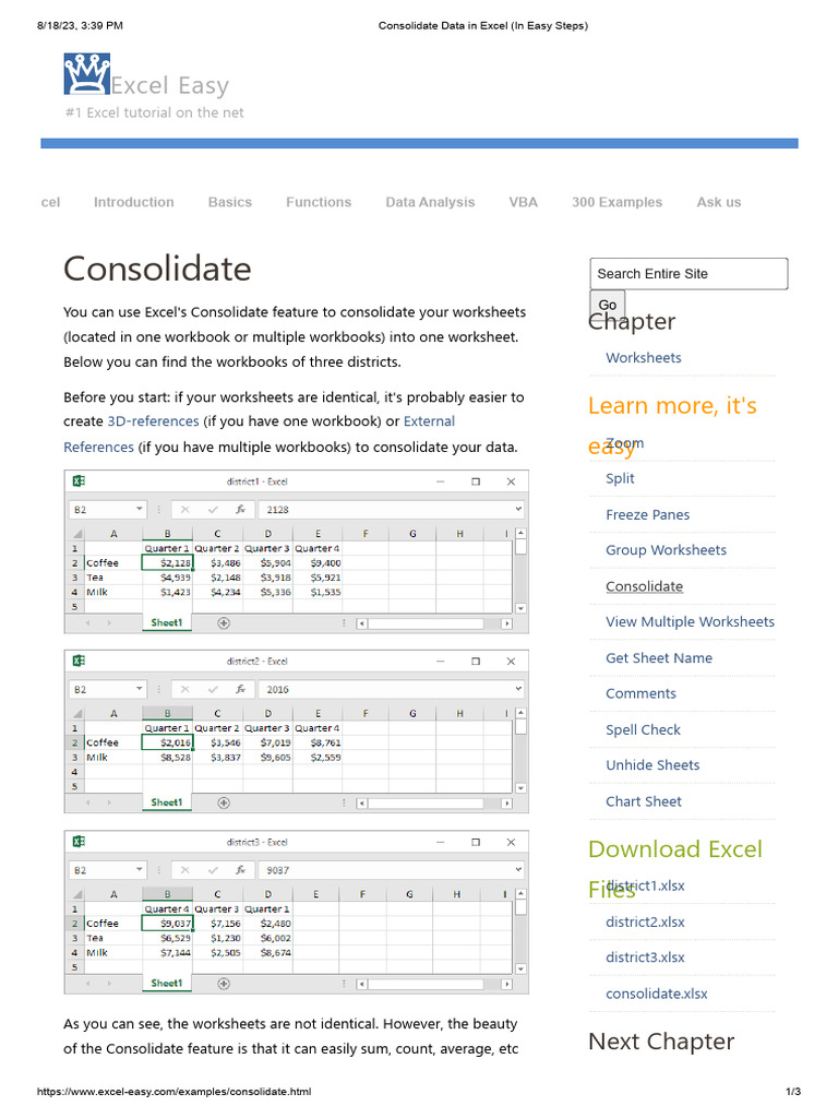 Consolidate Data in Excel (In Easy Steps) | PDF | Microsoft Excel | Application Software