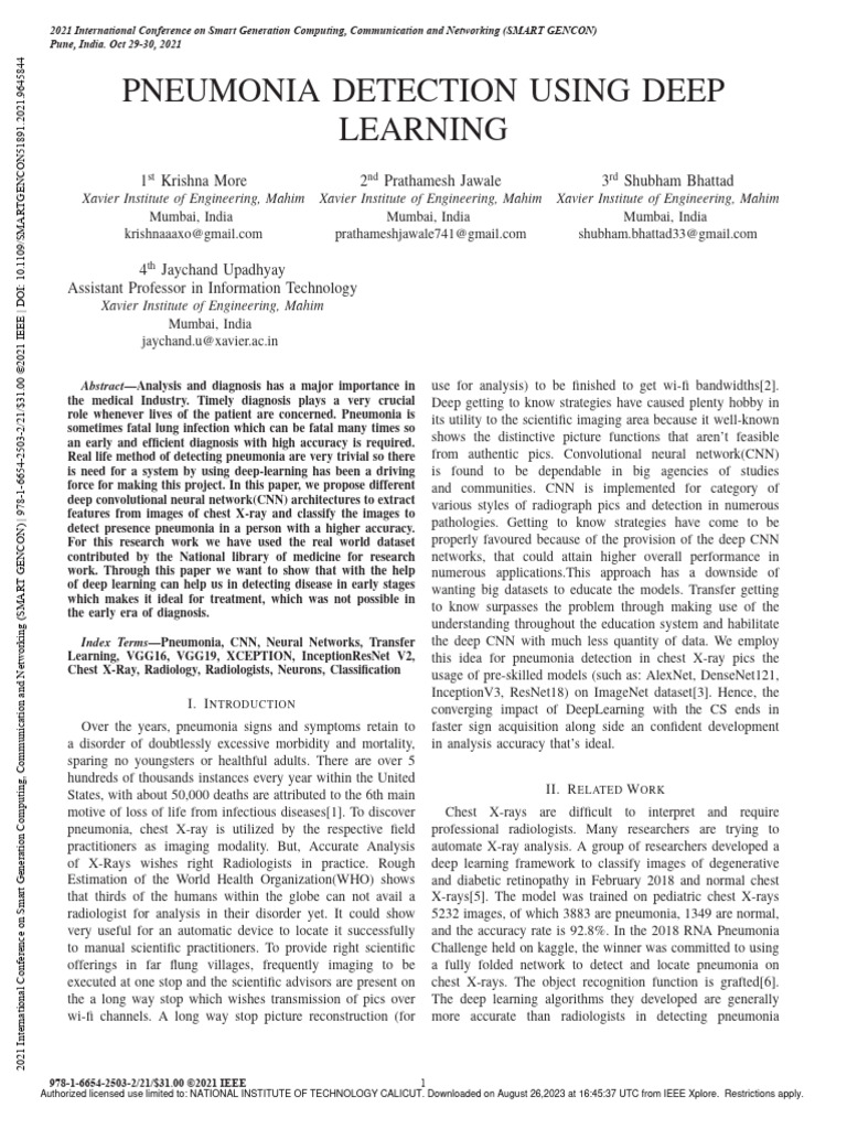 Pneumonia Detection Using Deep Learning | PDF | Artificial Neural ...
