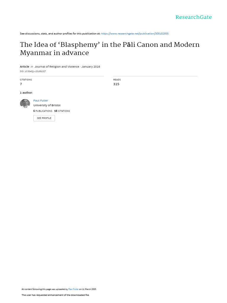 Buddhism Blasphemy And Violence Pdf Pali Myanmar
