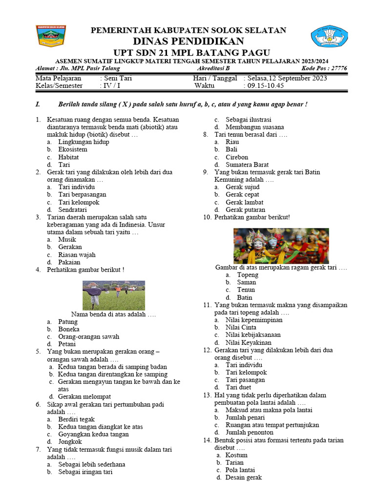 Sts Seni Tari Kls 4 Semester 1 | PDF