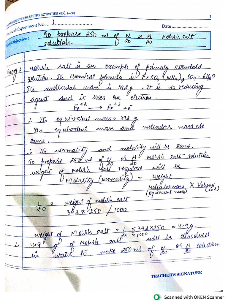 Chemistry Practical File 2023-2024 | PDF